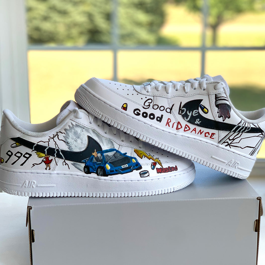 Custom Juice WRLD AF 1s – Hand-Painted Custom Shoes – Tommy Manning Art